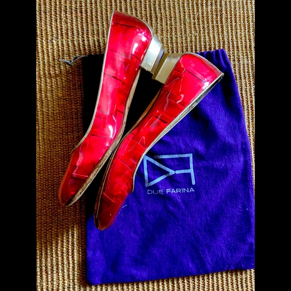 Due Farina | Shoes | Ruby Red Satin Clear Pvc Dorothy Flats | Poshmark